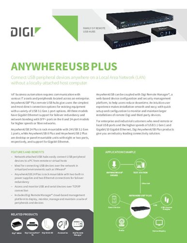 Digi AnywhereUSB Plus系列数据表 - Digi International